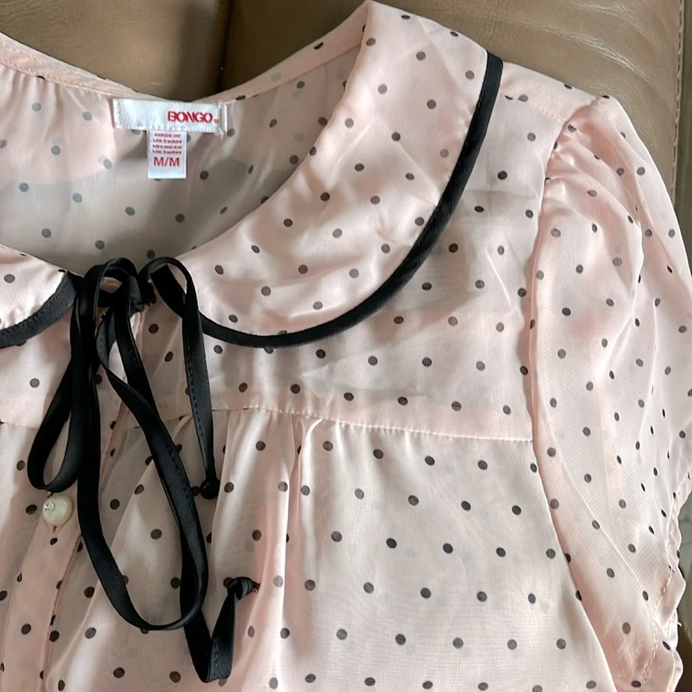 BONGO | Tops | Nwot Bongo Sheer Peach Polka Dot Blouse | Poshmark